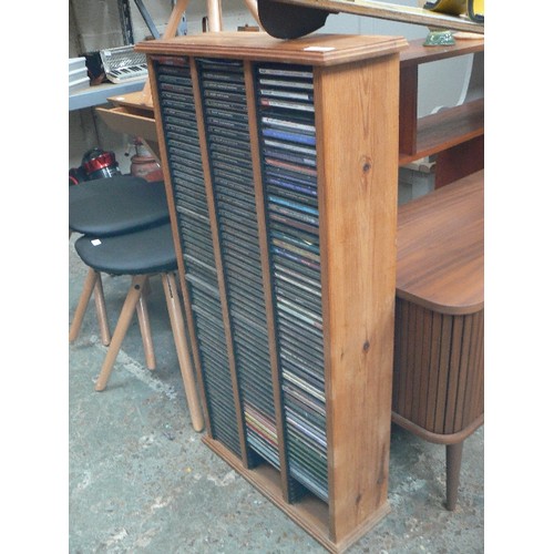 PINE 3 SECTIONAL CD DISPLAY, FULL OF CD'S.