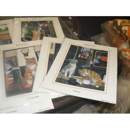 SET OF 8 RAILWAY CAT PRINTS, BY RICHARD PICCAVER. INC TRAINSPOTTING ...