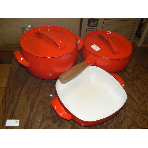 FABULOUSLY RETRO-VINTAGE BRIGHT RED ENAMELLED CAST IRON PANS. INC A ...