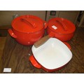 FABULOUSLY RETRO-VINTAGE BRIGHT RED ENAMELLED CAST IRON PANS. INC A ...