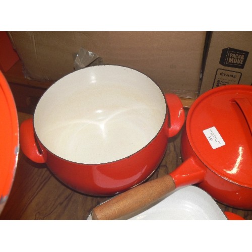 FABULOUSLY RETRO-VINTAGE BRIGHT RED ENAMELLED CAST IRON PANS. INC A ...