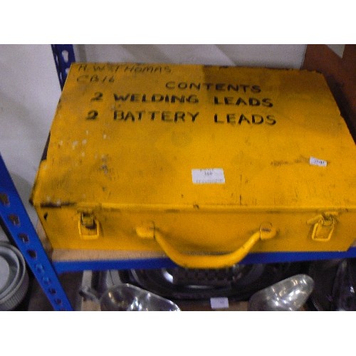 YELLOW METAL BOX WITH ELECTRICAL LEADS