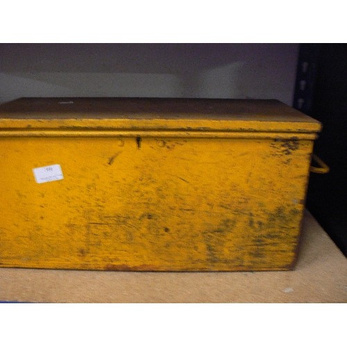 YELLOW METAL BOX WITH 2 D HANDLES