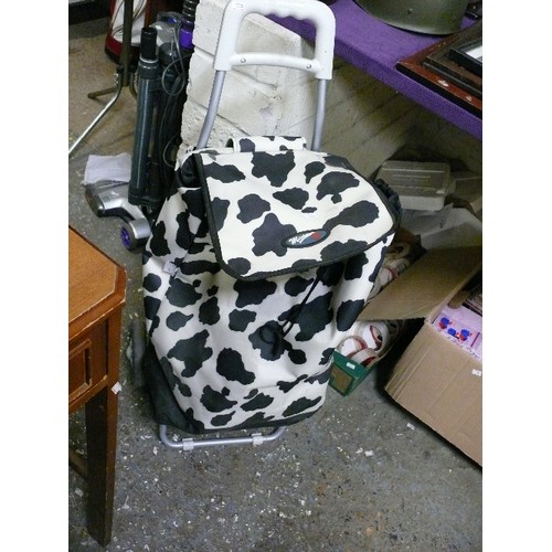 COW PRINT SHOPPING TROLLEY.