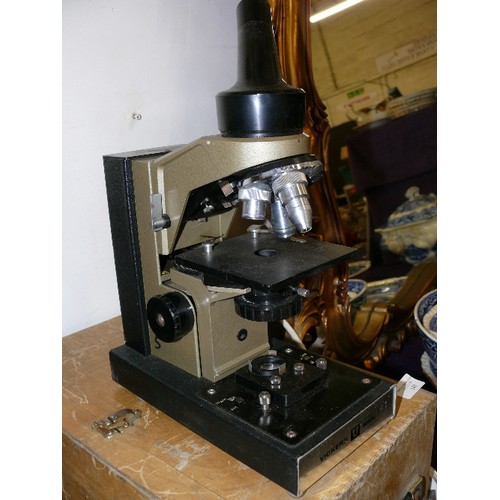 A VINTAGE MICROSCOPE BY VICKERS IN ORIGINAL BOX.