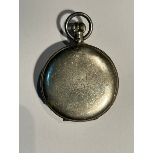 WW2 Royal Navy pocket stopwatch, case marked H.S. broad arrow 7 ...