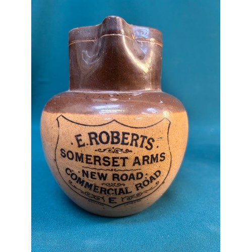 Rare Doulton Lambeth Salt glaze Stoneware pub jug, "E Roberts Somerset ...