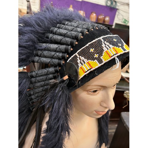 Native American Indian feather headdress, traditionally made with ...