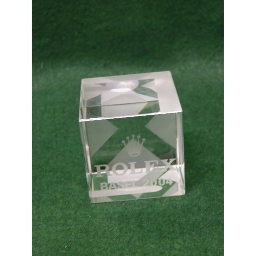 Rare Rolex Basel 2004 glass cube paperweight frosted etching on all ...