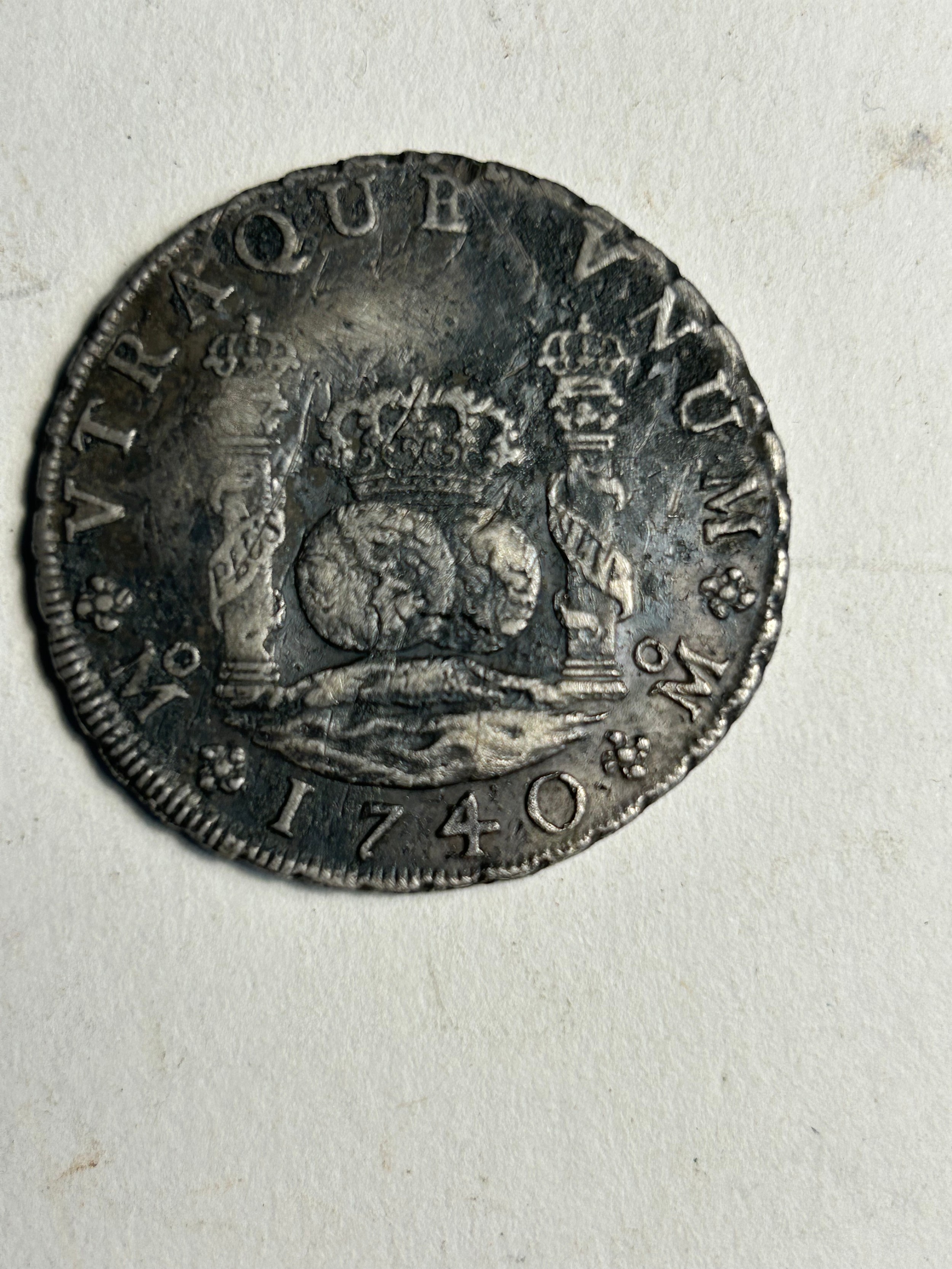 Silver coin 1740 8 REALE , Piece of 8 or Pillar Dollar from the Mexico ...