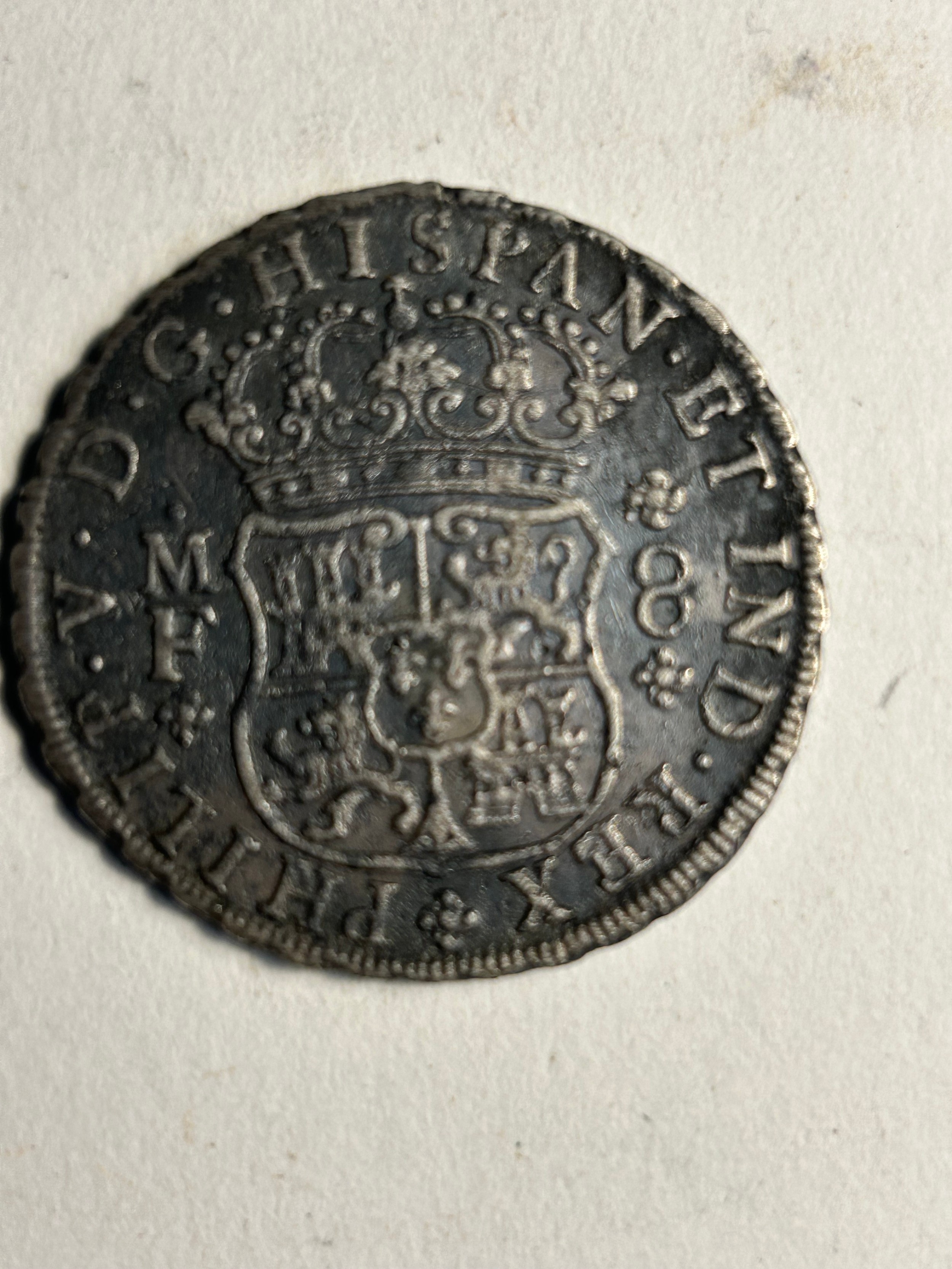 Silver coin 1740 8 REALE , Piece of 8 or Pillar Dollar from the Mexico ...