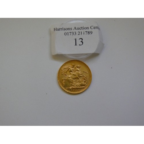 A SOLID 22CT GOLD SOVEREIGN MINT MARK "S" SYDNEY AUSTRALIA 1900 JUBILEE ...
