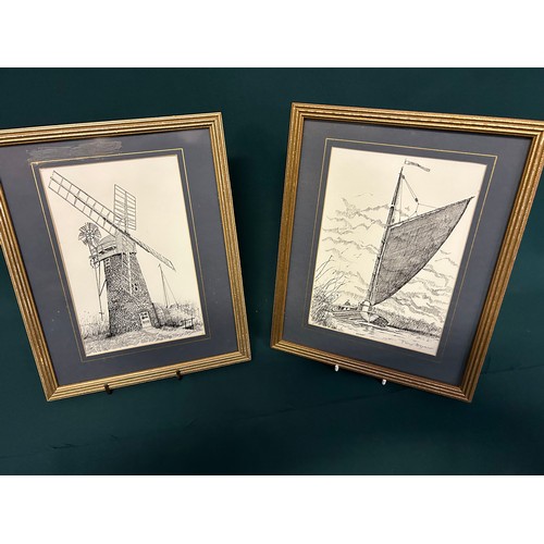 Pair of Pen & Ink drawings by Norfolk Artist Tony Bryant of "Stracey ...
