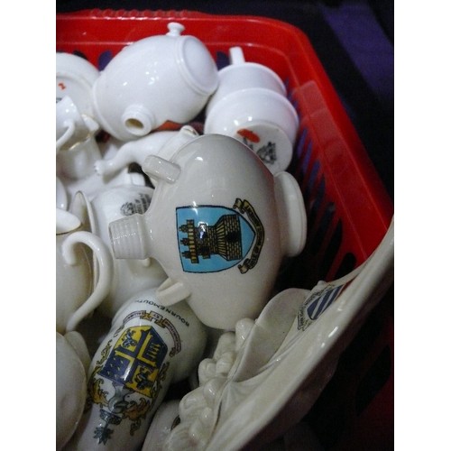 A LARGE SELECTION OF CRESTWARE TO INCLUDE A PIG, BULLDOG, SHIP ETC ...