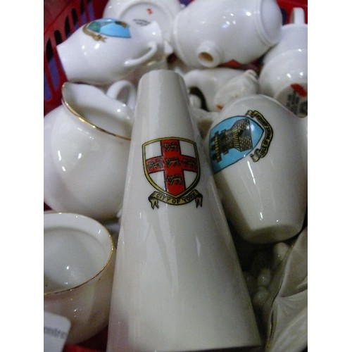 A LARGE SELECTION OF CRESTWARE TO INCLUDE A PIG, BULLDOG, SHIP ETC ...