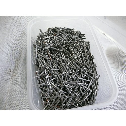 A SELECTION OF VARIOUS TUBS OF NAILS