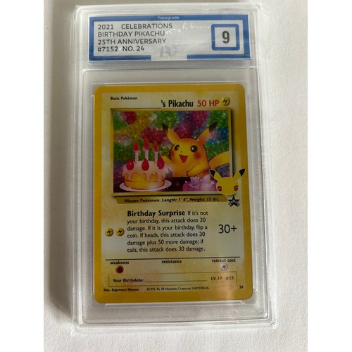 GRADED POKEMON CARD BY PG "BIRTHDAY PIKACHU" GRADED 9 - IN SEALED ...