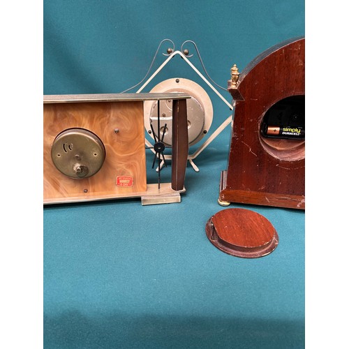 3 x 20th century mantel clocks including a 1950's French clock by ...