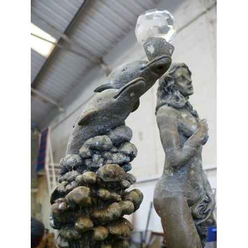 VENUS STATUE WITH DOLPHINS AND CRYSTAL