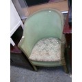 LLOYD LOOM GREEN COMMODE CHAIR (DECORATED WITH A PLANT)
