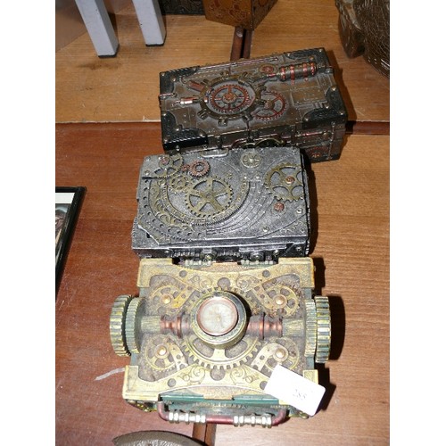 3 DECORATIVE STEAMPUNK TRINKET BOXES