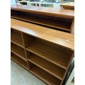 TEAK VENEER 4 SHELF BOOKSHELVES AND ANOTHER TEAK EFFECT WALL UNIT WITH ...