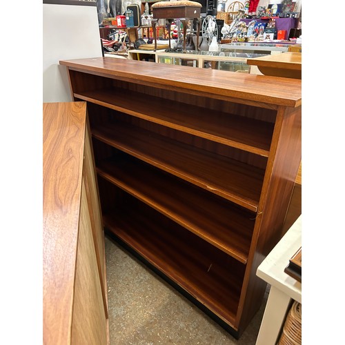 TEAK VENEER 4 SHELF BOOKSHELVES AND ANOTHER TEAK EFFECT WALL UNIT WITH ...