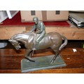 Bronze effect (resin) race horse and jockey figure statue. Marked on ...
