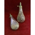 19thC copper & brass powder flask marked Battie Patent, in good ...