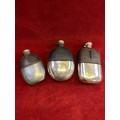 3x Victorian or Edwardian spirit flasks, with leather cased glass ...