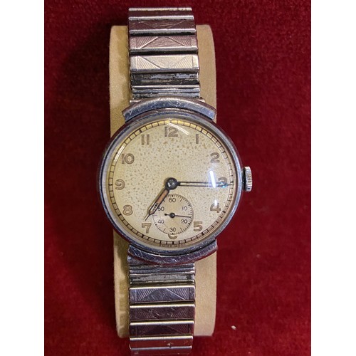 Steel mechanical wrist watch with trench style dial, blued hands ...