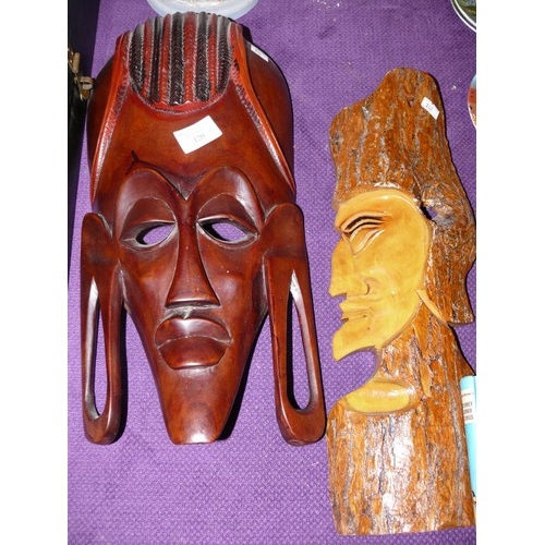 TRIBAL STYLE MASK AND A TREE BARK MASK