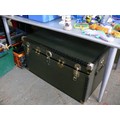 LARGE BOARDING SCHOOL TRUNK IN CHARCOAL GREY AND BLACK