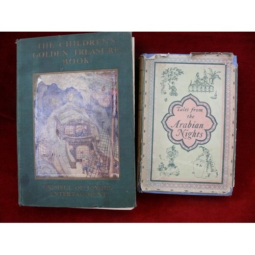 2x Antique books - The Children's Golden Treasure Book, with coloured ...