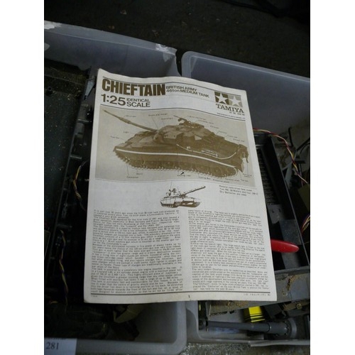 2x trays of plastic model kit parts and electric motors - Tamiya 1:25 ...