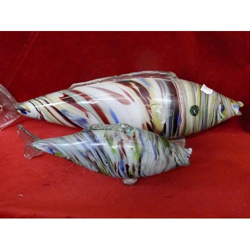 LARGE MURANO FISH 21" LONG AND ANOTHER MURANO RETRO FISH 13" LONG