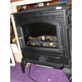 BLACK METAL WOOD BURNING EFFECT GAS FIRE