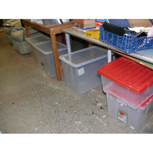3 X 80L LIDDED STORAGE BOXES PLUS A TUFF CRATE AND 2 SMALLER LIDDED BOXES