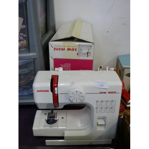 JANOME SEW MINI MACHINE WITH PLUG, BOX AND INSTRUCTIONS