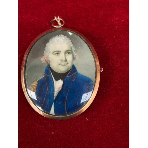 Georgian portrait miniature on ivory of a naval officer in blue jacket ...