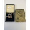 TWO PIECES OF VINTAGE LATVIAN WORK A LOVELY STAG BROOCH BOXED AND A ...