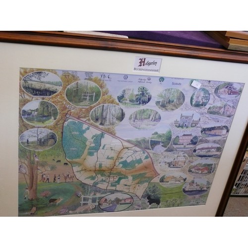 LARGE PICTORAL MAP PLACES OF INTEREST IN HEDGERLEY BUCKINGHAMSHIRE ...