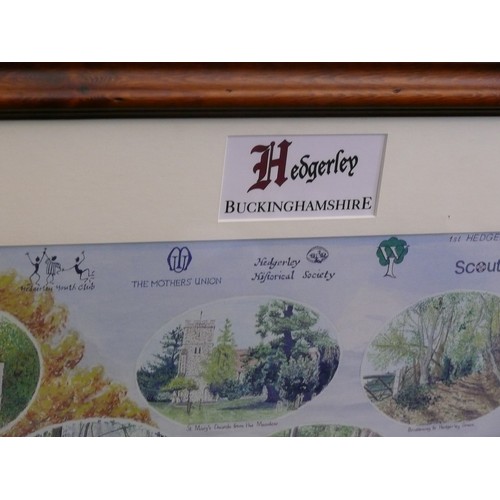 LARGE PICTORAL MAP PLACES OF INTEREST IN HEDGERLEY BUCKINGHAMSHIRE ...