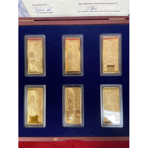 Coins - Banknotes of Great Britain Ingot coin set. 6x Gold plated ...