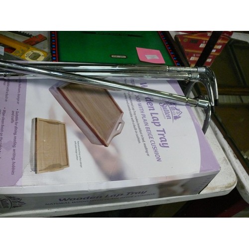 3 CHROME RADIATOR RAILS PLUS A WOODEN TRAY AND A HOT WATER BOTTLE