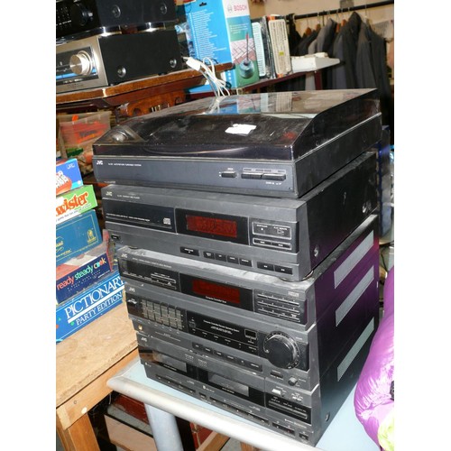 JVC HI FI STEREO SYSTEM WITH CD AND CASSETTE PLAYER AND RECORD DECK