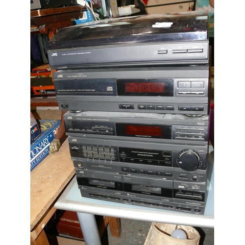 JVC HI FI STEREO SYSTEM WITH CD AND CASSETTE PLAYER AND RECORD DECK