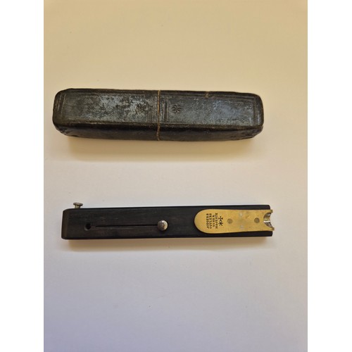 19thC ebony and brass Quill cutter in the original box, made by Rodgers ...