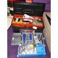 SMALL ELECTRICAL TOOL BOX INCLUDING MULTIMETER, CONVECTOR, SOLDER ETC ...