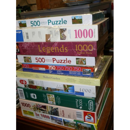 STACK OF BRAND NEW JIGSAW PUZZLES, SEALED
